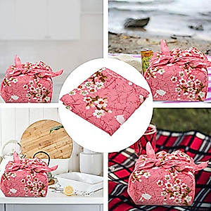 Amosfun Japanese Wrapping Cloth Handkerchief Japanese Bento Lunch Bandana Cover Pink Decorative Table Plate Cloth for Home Picnic Camping Outdoor Bento Wrapper 50X50CM
