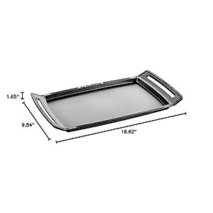 Staub Cast Iron 18.5 x 9.8-inch Plancha/Double Burner Griddle, Made in France, Graphite