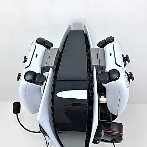 3D Cabin PS5 Controller & Headphone Console Bracket Mount Holder For Play Station 5 Digital Or Disc DualSense (Left & Right Pack) Black