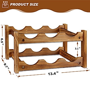 Wine Rack 6 Bottle 2-Tier Wood Wine Storage Easy-Assembly Space-Saving for Wine Lovers,Kitchen Wine Organizer for Countertop,Table Top,Pantry, Home,Room Decor,Bar,Cellar Basement (2-Tiers)
