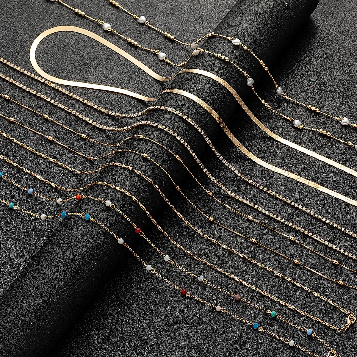 WFYOU 12Pcs Beach Bikini Belly Chain Jewelry for Women Rhinestone Beads Waist Chain Sexy Gold Body Chain Jewelry for Summer