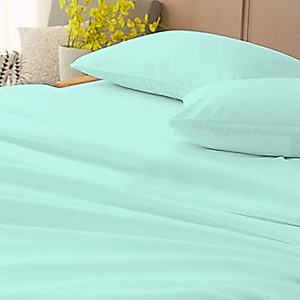 Kavy Beddings 6 Piece Bedding Sheet Set Full Size 10 Deep Pocket Bed Sheets 1000 Thread Count, 100% Egyptian Cotton (Aqua Blue)
