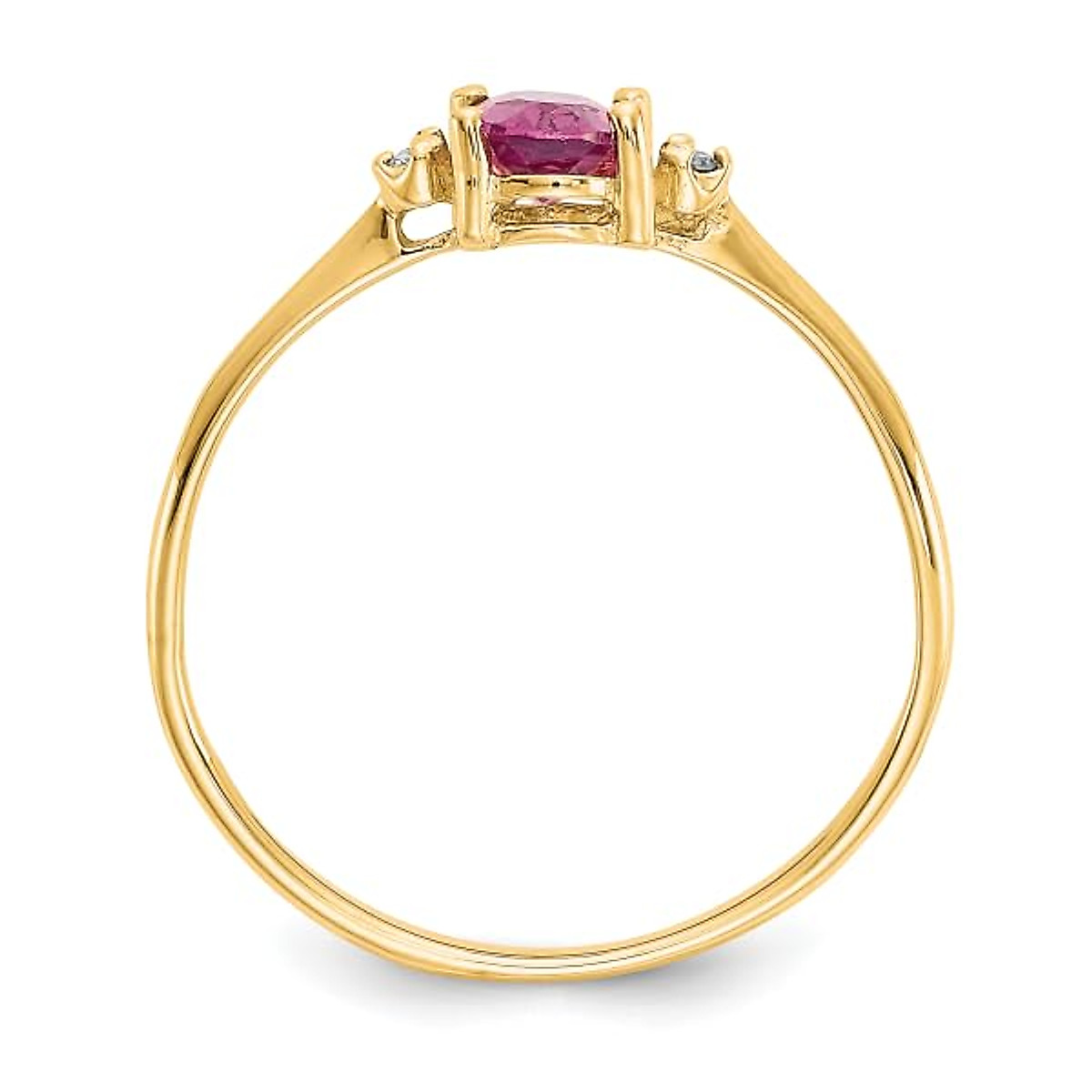 IceCarats 10K Yellow Gold Diamond Pink Tourmaline Ring Gemstone Band April October Birthstone Jewelry Size 6