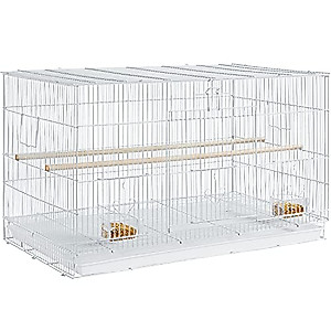 Topeakmart 30-inch Flight Bird Cage for Parrots Finches Budgies Cockatiels Parakeets Lovebirds Canaries with Slide-Out Tray, White