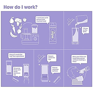 Subo Baby Food Bottle | No Mess Baby Toddler Self Feeder | Squeeze Free Design for Purees, Smoothies, Yogurt, Oatmeal, or Thickened Liquids | Reusable Silicone Washable Cup (Lavender)