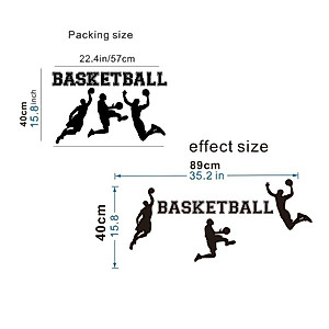 Art Teens Boys Room Basketball Decor Sticker Sports Basketball Player Vinyl Wall Decal Removable Kids Room Wall Murals YO-29 (Black, 17x36 inch)