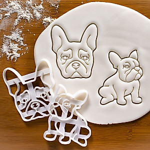 Set of 2 French Bulldog cookie cutters (Designs: Body & Face), 2 pieces - Bakerlogy