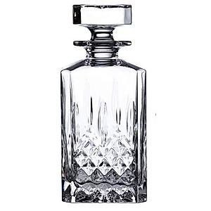 Marquis by Waterford Markham Square Personalized Crystal Whiskey Decanter Set with Pair of 11 Ounce DOF Glasses, Custom Engraved Whiskey Decanter with Glasses for Scotch, Bourbon, Rye