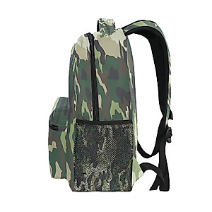 Camo Camouflage Forest Military School Backpack for Teen Girls Boys Lightweight Student Backpack Travel Bookbag Laptop Casual Daypack