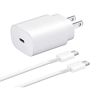Samsung USB-C Super Fast Charging Wall Charger-25W PD Charger Adapter with Type-C Cable(5ft) for Samsung Galaxy S22/S22 Ultra/S22+/S21/S21+/S21 Ultra/S20/S20+/S20 Ultra/Note 20 Ultra（White）