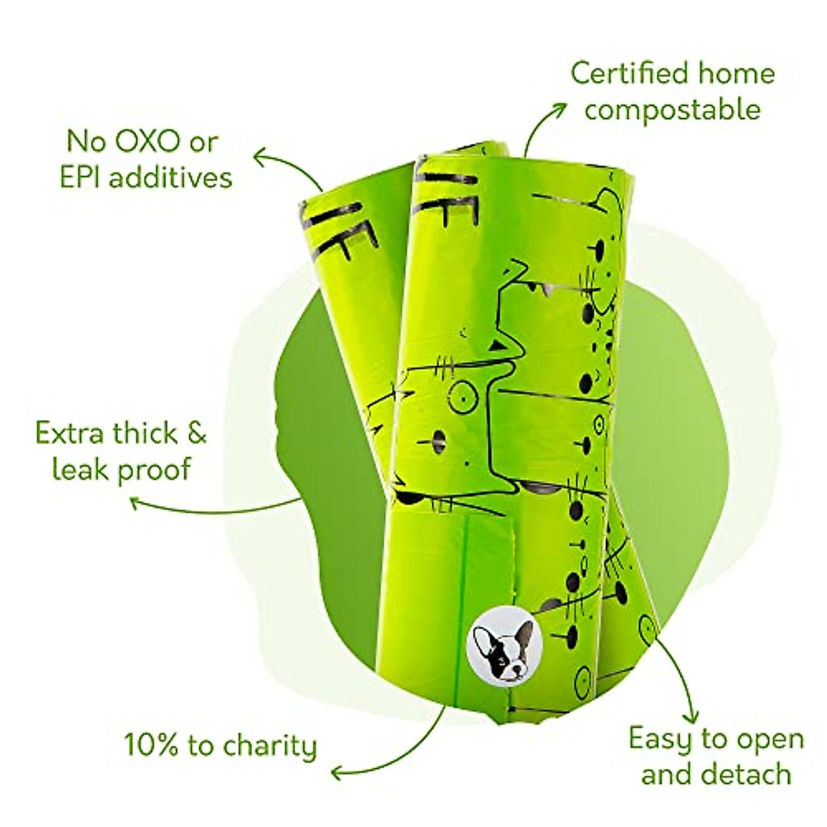 Certified Home Compostable Cat Litter Bags For Poop/Large Dog Poop Bag - 10% to Charity, Cornstarch-Based Compostable Dog Poop Bags + Cat Litter Trash Bags (30 Extra Large Disposable Litter Bags)