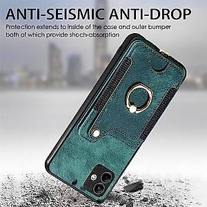 Case for Samsung A04 Leather Wallet | Wrist Strap | Kickstand | Card Slot | RFID Blocking | Ring Hoder | Magnetic Car Mount Function Phone Cover - Green