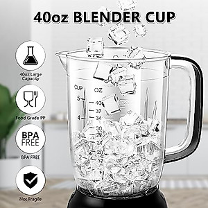 Blender, 2023 Upgrade 700W Shakes and Smoothies Blender with 40oz Countertop Blender Cup for Kitchen, 3-Speed for Crushing Ice, Puree, and Frozen Fruit with Autonomous Clean