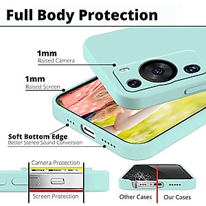 Tiwinxing Compatible with Huawei P60 Pro Case for Women Men, Ultra Slim Huawei P60 Pro Phone Case Silicone Liquid Soft Shockproof Anti-Scratch Protective Cases (Light Cyan)