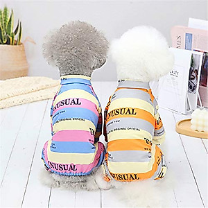 3 Pack of Small Dog Shirt Letter Print Stripe Short Sleeve Green PJS Jumpsuit Soft Lightweight Cotton Onesies for Pet Dog Puppy Cat Apparel Clothes S