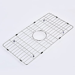 TRUSTMI Sinks Protector for Kitchen Sink Stainless Steel Protective Bottom Grid Single Bowl Middle Drain Rack, 24 x 12.5 inches, Silver