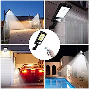 Led Solar Street Lights Outdoor, 4 Pack 120 Led Remote Control Solar Parking Lights Wireless Ip65 Motion Sensor Solar Security Wall Light with 3 Modes for Garden, Street, Deck, Yard, Garage, Patio