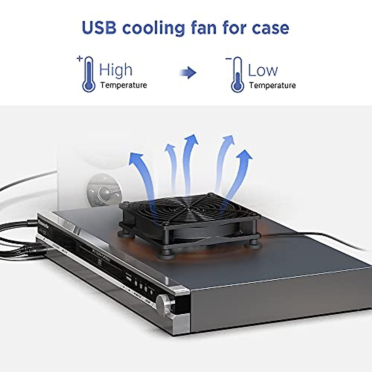 EasyAcc PC Cooling Fan PC Fan Ultra Quiet USB Fans 【120mm 1700 RPM 】 UL-Certified for Receiver DVR Playstation Xbox Computer Cabinet Cooling