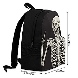 Cool Halloween Laptop Backpack Rock Roll Skull Hippie Tablet Bag Travel Business College Rucksack Casual Outdoor Camping Daypack for Women Men
