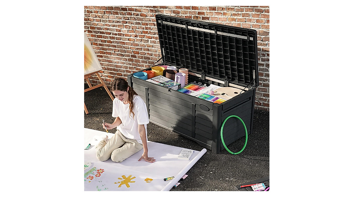 DWVO Outdoor Louver Storage Deck Box - 120 Gallons