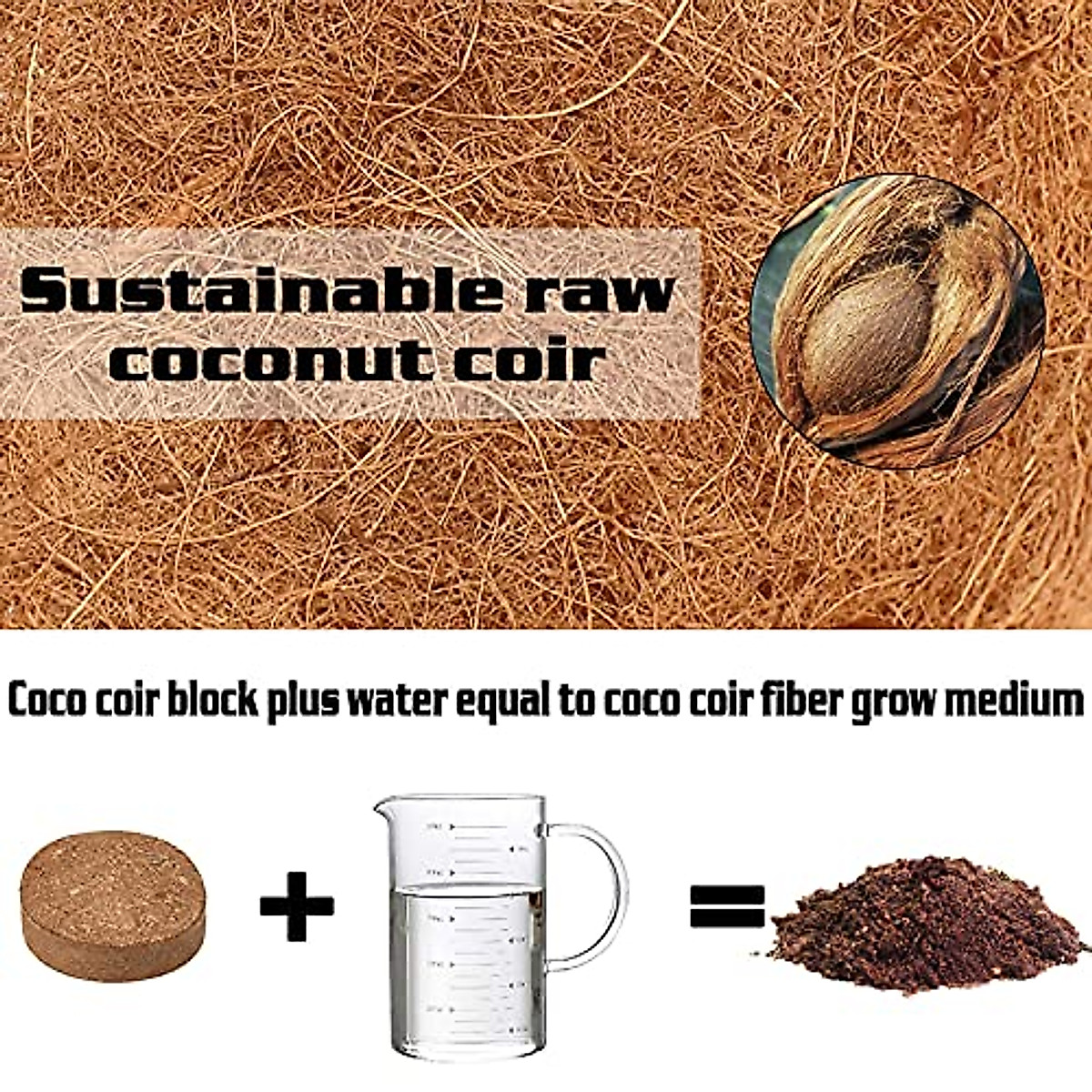 ZeeDix 50pcs(30mm) Compressed Coco Coir Fiber Potting Soil- Coir Medium, Coconut Soil for Indoors or Outdoors, Bonsai, Herbs, Plants, Flowers and Vegetables