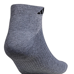 adidas Men's Athletic Cushioned Low Cut Socks with Arch Compression for a Secure fit (6-Pair), Heather Grey/Black, L