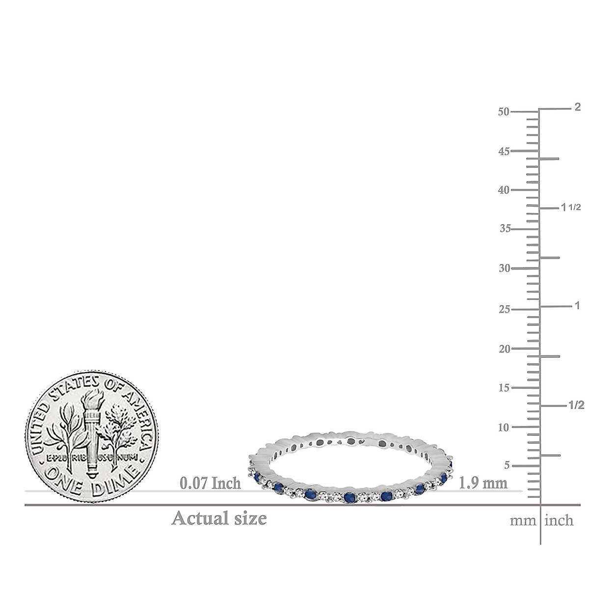 Dazzlingrock Collection Round Blue Sapphire & White Diamond Eternity Wedding Band for Women in 10K White Gold Size 8