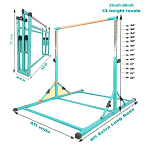 PreGymnastic Foldable Gymnastics Bar, 6FT Gymnastic Horizontal Bars, Folding Training Bar for Kids and Teenagers 3-18, Weight Limit 500 LB, Adjustable kip Bar,Children Home Gym Equipment Indoor