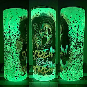 Gteller UV Change Color Sublimation Skinny Tumbler Glow In The Dark, Double Wall Stainless Steel Vacuum Insulated Slim Staight Travel Mug (Blue)