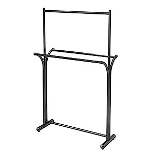 Double Layer Clothing Store Display, Metal Clothing Rack Portable Clothing Hanging Garment Rack With Double Hanging Rod for Bedroom, Hall, Clothes Store And Boutique XJJUN ( Color : Black , Size : 150