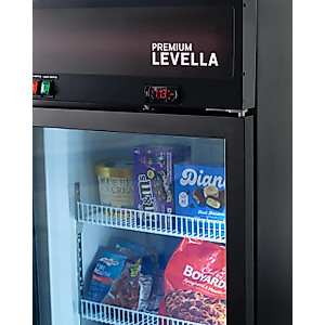 PremiumLevella PFV127DX 11.6 Cu. Ft. Frost Free Glass Door Display Freezer- Black