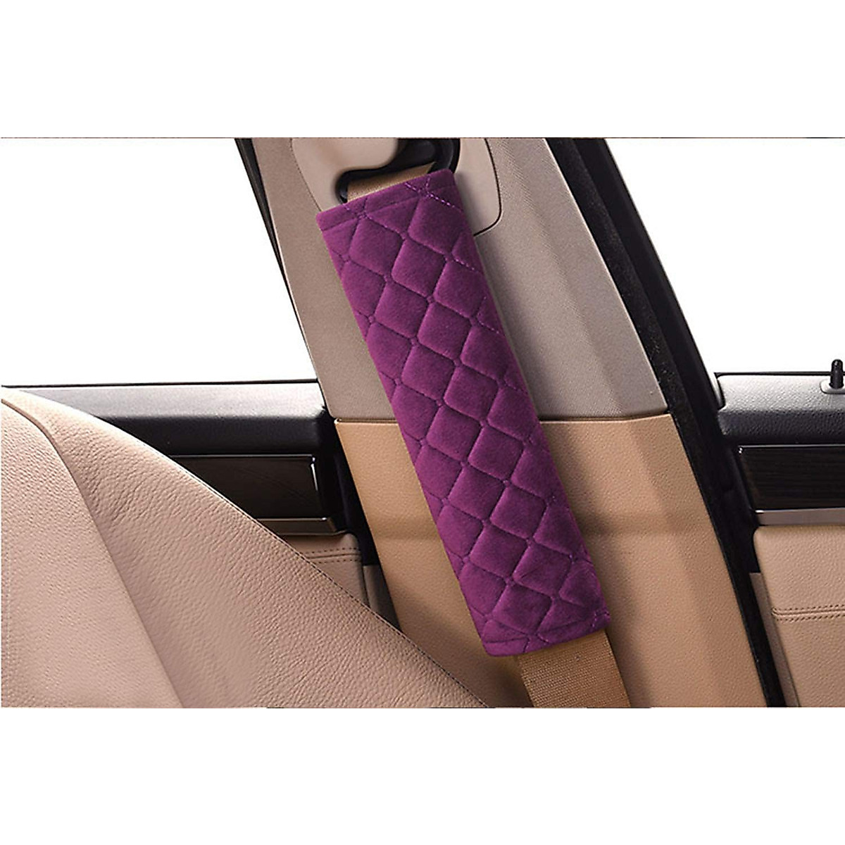 MLOVESIE 2 Packs Car Seat Belt Pads Plush Soft Seatbelt Cover Cushion Shoulder Strap Protector Romantic Purple