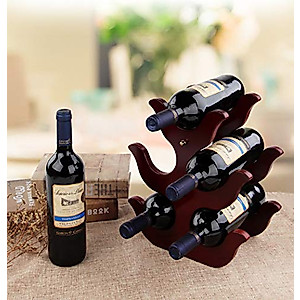 Cherish Wood Wine Rack, Freestanding Countertop Wine Bottle Holder, Wine Display Storage Shelf (5 Bottle)