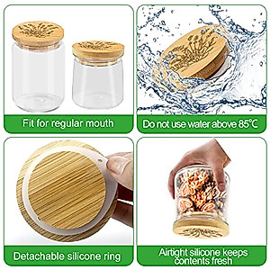 12 Pack Reusable Bamboo Wooden Lids with Silicone Sealing Rings Perfect Airtight for Oui Yogurt Jars Lavender Pattern