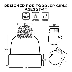 Hasbro Girls Winter Accessory Hat and Mittens Set, Peppa Pig Beanie for Toddler Ages 2-4, Grey/Pink