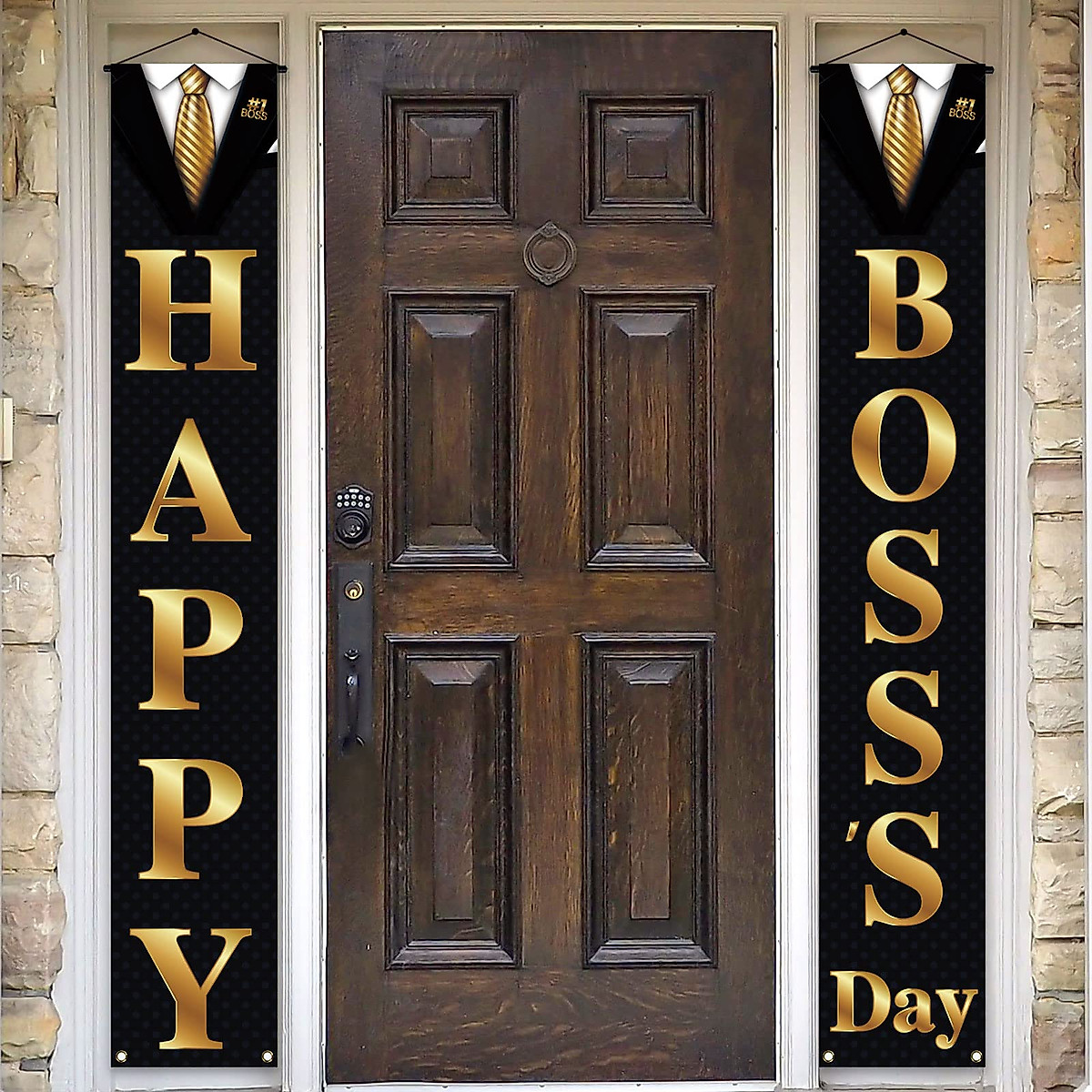 Pudodo Happy Boss's Day Porch Banner Best Boss Ever Office Celebration Party Front Door Sign Wall Hanging Banner Decoration