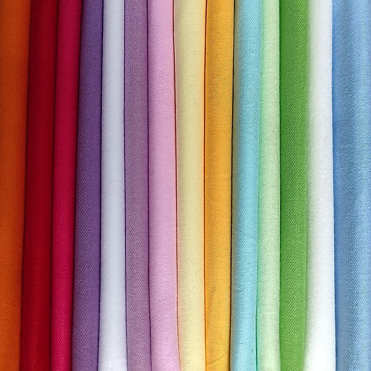 Qililandiy 14pcs Twill Solid Cotton Fabric for Sewing Fat Quarters Fabric Bundles for DIY Quilting 18x22inches (46x56cm)