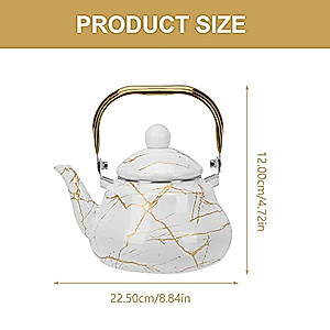 1. 5L Ceramic Enameled Teapot Marble Pear- Shaped Tea Kettle Hot Water Boiling Container for Kitchen Stovetop