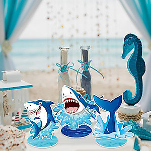 Namalu 16 Pcs Shark Centerpiece Party Decorations Shark Birthday Table Decorations for Ocean Animal Theme Under The Sea Baby Shower Birthday Party Supplies(Shark Theme)