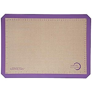 Mercer Culinary Silicone Bake Mat, Half Size, 11 7/8-Inch by 16 1/2-Inch, Purple border