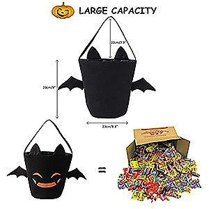 Zhenpony Halloween Trick or Treat Bags Bat Candy Bucket Reusable Canvas Bag Best Halloween Party Gifts for Kids Halloween Bucket Large