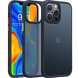 TORRAS Shockproof Compatible for iPhone 13 Pro Max Phone Case, [Military Grade Drop Protection] [Sleek Premium Touch] Translucent Matte Phone Case for iPhone 13 Pro Max Case, Guardian Series, Black