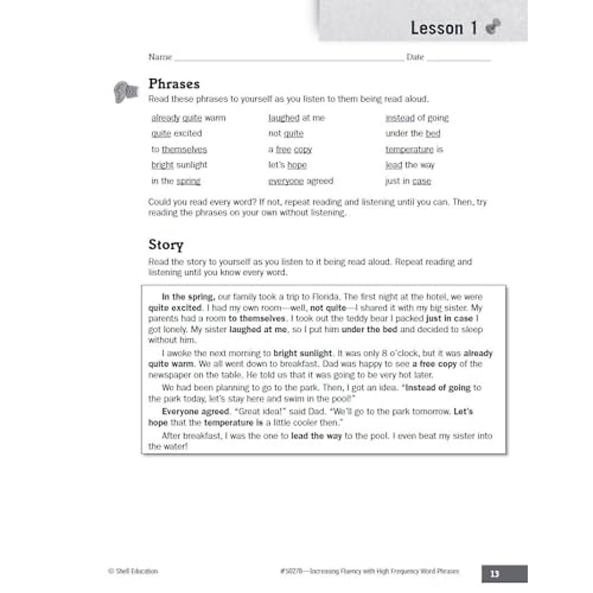 Increasing Fluency with High Frequency Word Phrases Grade 3 (Increasing Fluency Using High Frequency Word Phrases)