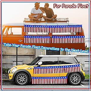 4 Pack Parade Floats Foil Fringe, Each 10 ft x 15'' American Flag Stripes and Stars Tinsel Patriotic foil Fringe Garland for 4th of July Trailer Car Graduation Homecoming Party (4 Pack)…