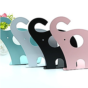 Leoyoubei Vintage Bookends with Felt Pads to Protect Bookshelf Bookcase Non-Slip Heavy Steel Elephant 1 Pairs White