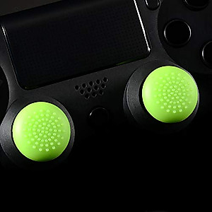eXtremeRate 8 Pcs Green Anti-Slip Silicone Joystick Cap for PS4 Contrller, Control Thumb Stick Grips Cover for PS4, Precision Platporm Raised Analog Sticks Caps for PS4 Slim Pro Controller