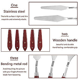 10 Pcs Palette Knife Set for Acrylic Wooden Handle Painting Pallet Knife Set Art Tools for Oil Paint Canvas