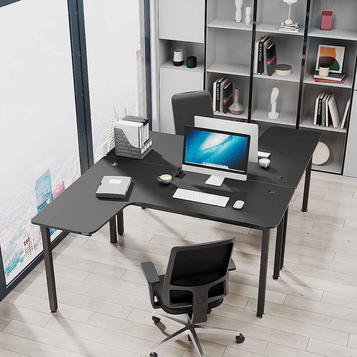 DESIGNA Gaming Desk 60",L-Shaped Computer Corner Desk with Large Mouse Pad,Ergonomic Gamer Table Workstation, Sturdy Metal Frame, Left Side Rustic Brown