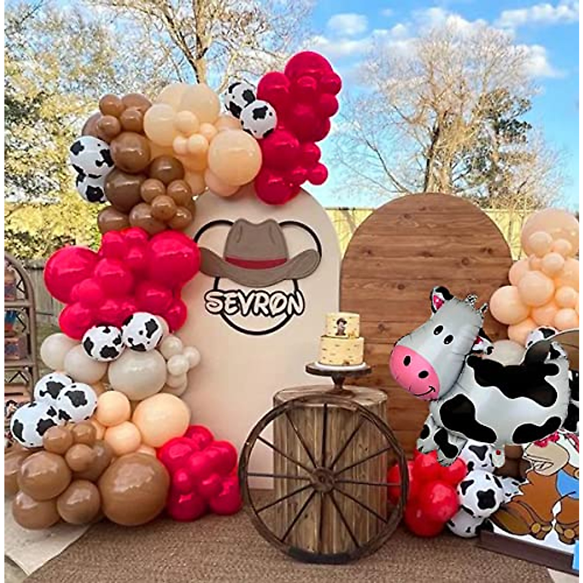 Cow Gender Reveal Balloon Garland kits,Cowboy or Cowgirl Western Gender Reveal Party Supplies for Cow Themed Baby Shower Farm Animals Birthday Party Decorations
