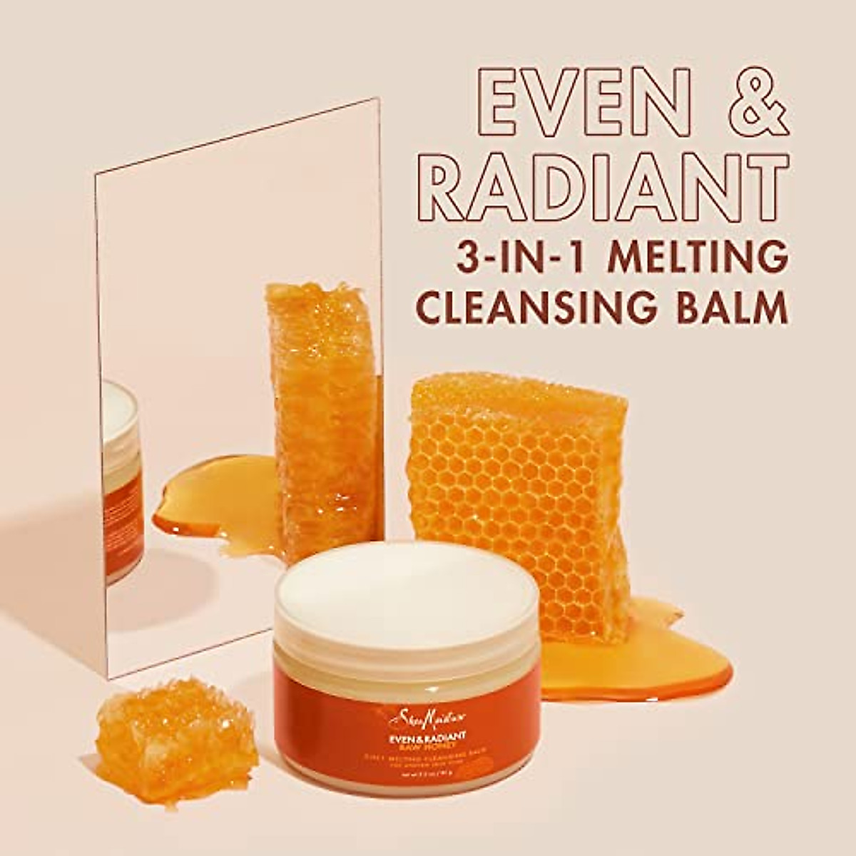 SheaMoisture Even and Radiant Face Cleanser For Uneven Skin Tone and Dark Spots 3-in-1 Cleansing Balm With Raw Honey 3.2 oz